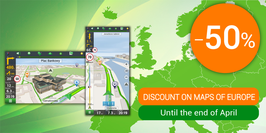 Spring discounts on maps of Europe by NAVITEL®